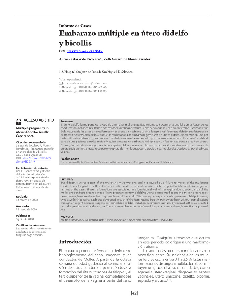 Embarazo Multiple en Utero Didelfo y Bicollis - Julio - 2020 | PDF | El ...