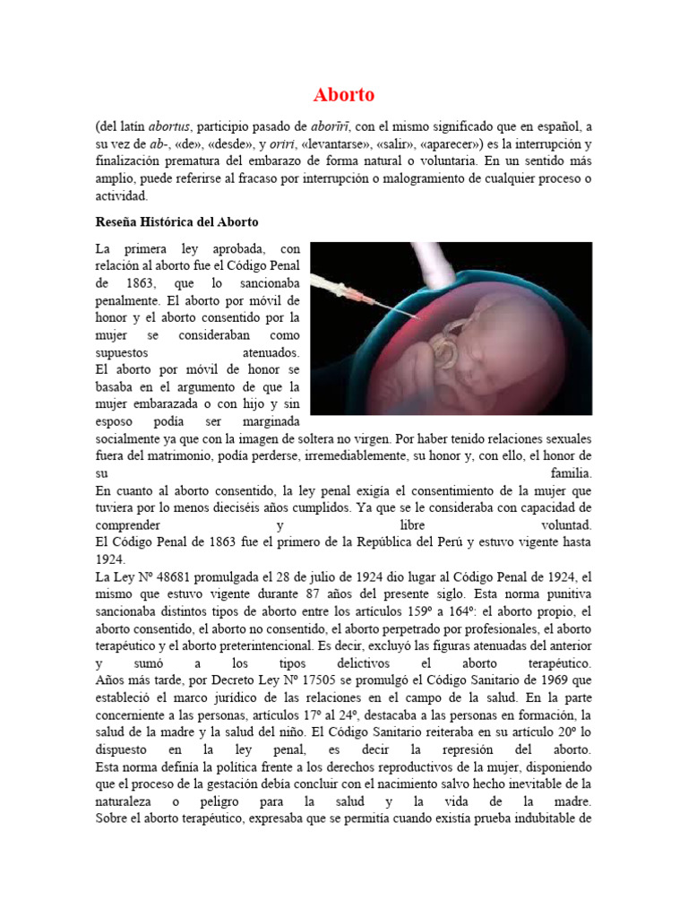 Historia y Tipos de Aborto en Perú | PDF | Aborto | Aborto espontáneo