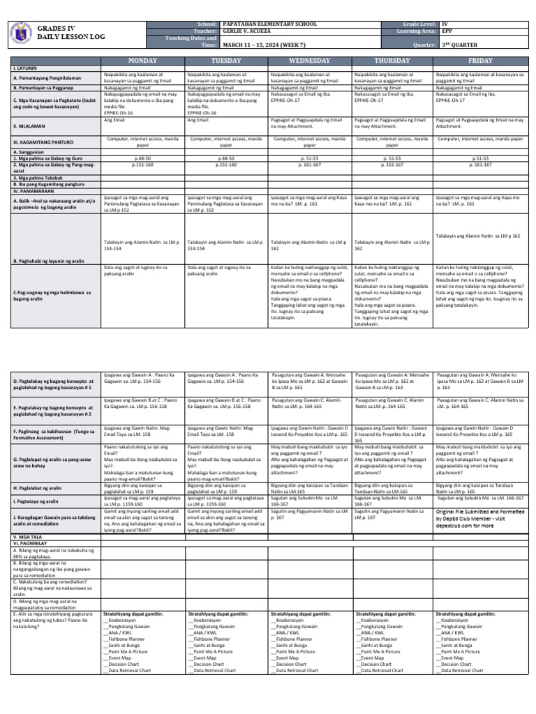 DLL - Epp 4 - Q3 - W7 | PDF