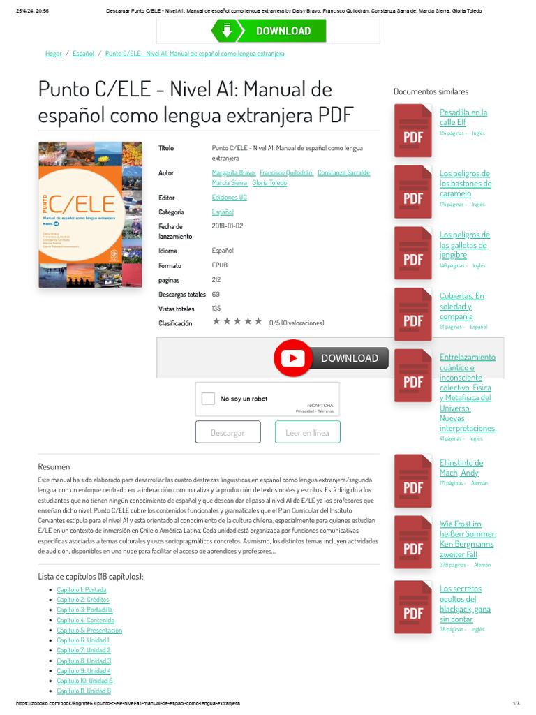 Punto C/ELE - Nivel A1: Manual de Español Como Lengua Extranjera PDF | PDF | Lingüística ...