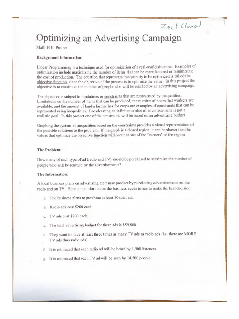 Optimizing An Advertising Campaign 2 | PDF