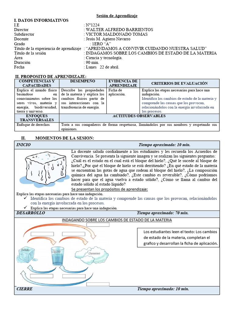 Cambios de Estado de La Materia | PDF | Gases | Líquidos