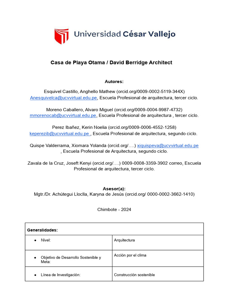 Casa de Playa Otama - David Berridge Architect - Docx - TURNITIN | PDF ...