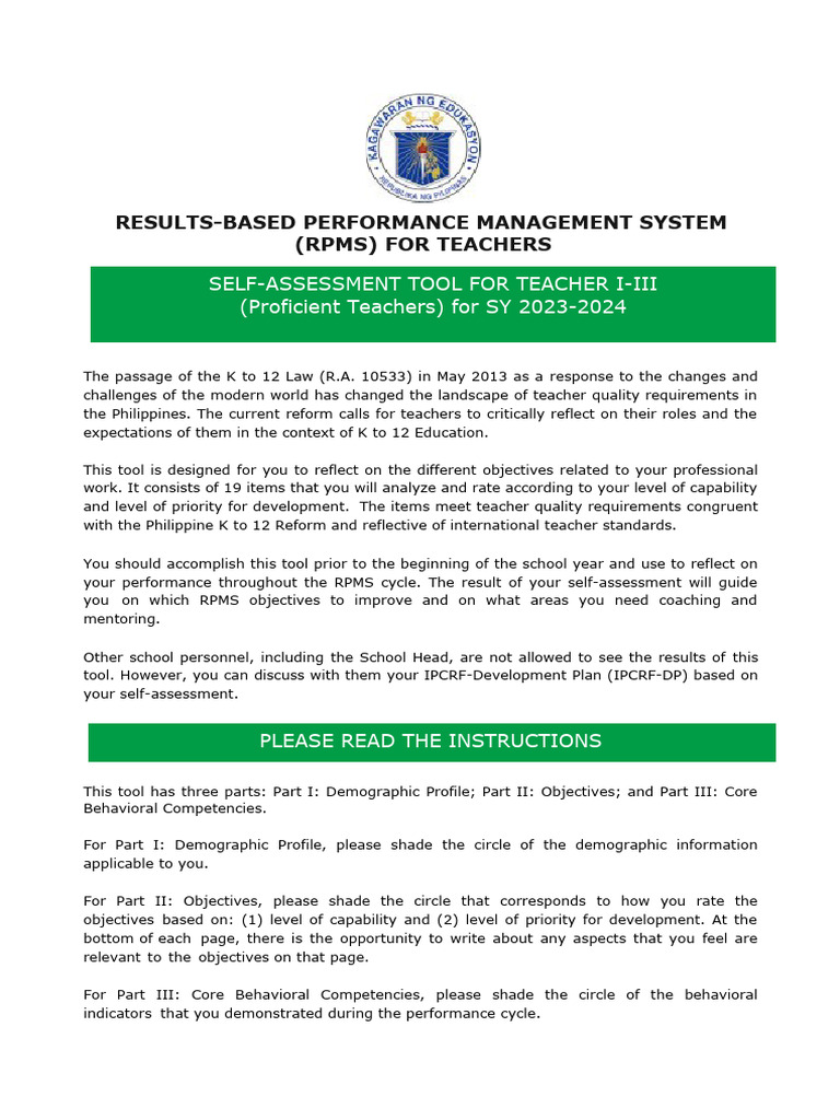 Appendix 5A SAT RPMS For T I III SY 2023 2024 | PDF | Goal | Learning