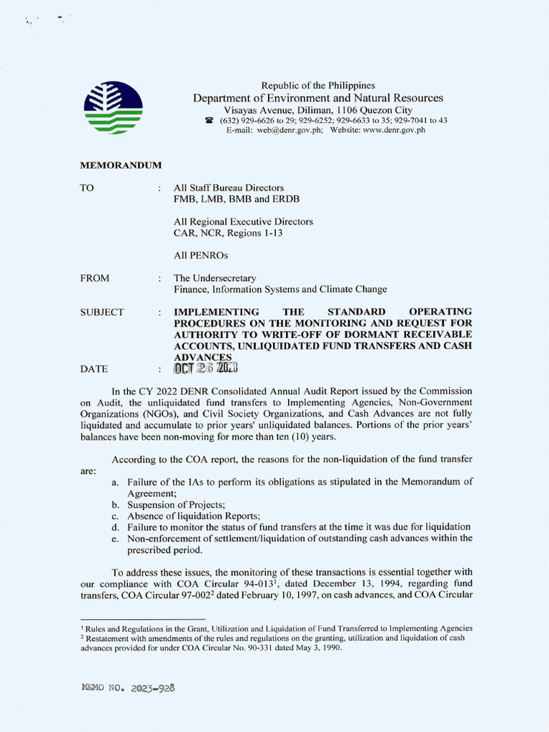 Memo-2023-928 - Implementing The Standard Operating Procedures On The ...