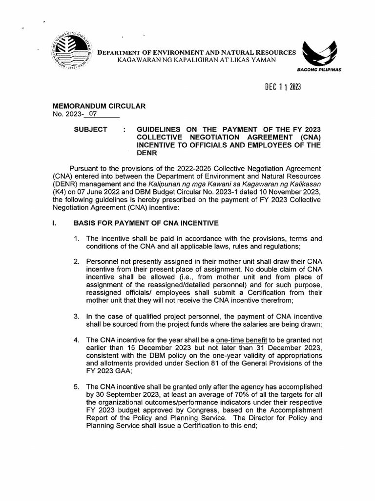 Cna 2023 Denr Guidelines | PDF