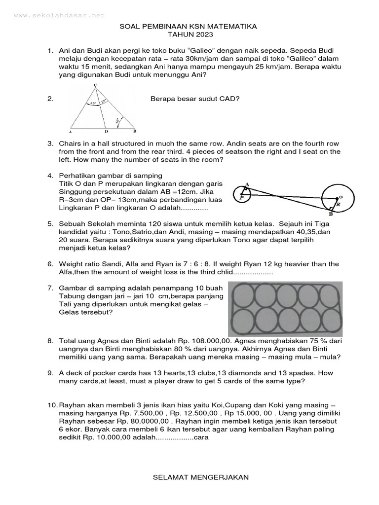 Soal Pembinaan KSN Matematika | PDF Soal Pembinaan KSN Matematika | PDF