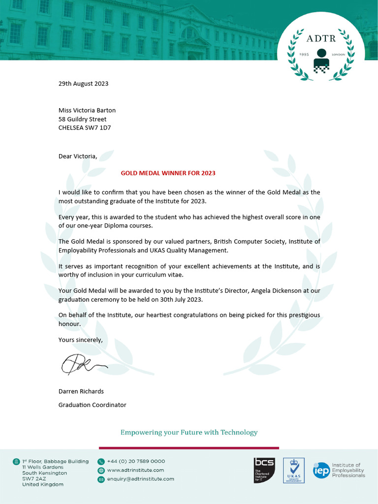 Award Letter | PDF
