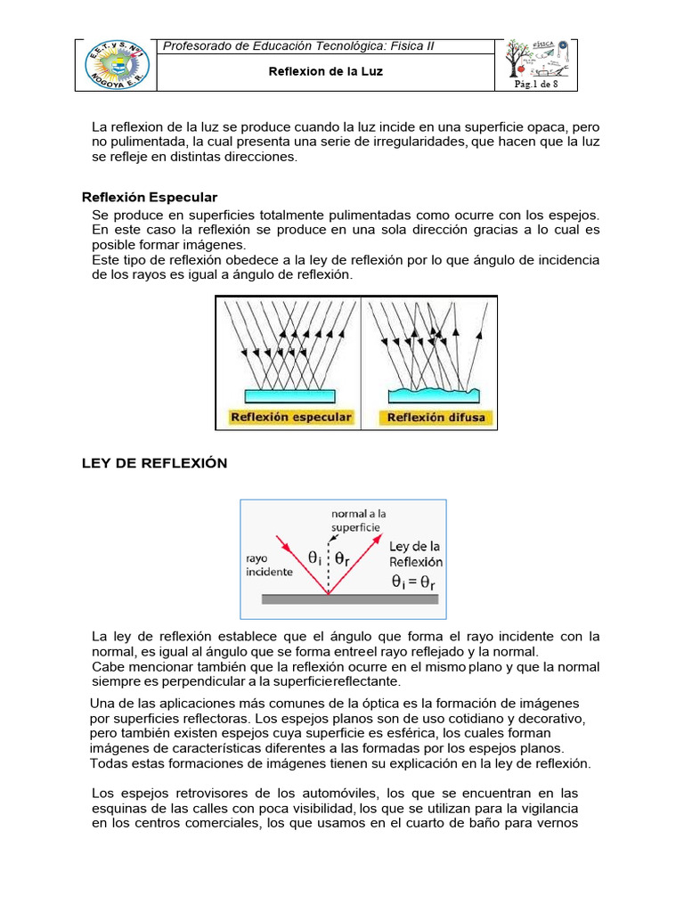 Reflexión de Luz en Espejos Esféricos | PDF | Reflexión (Física) | Espejo
