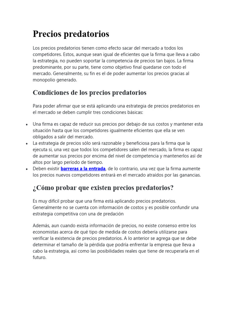 Predacion de Precios | PDF | Mercado (economía) | Precios