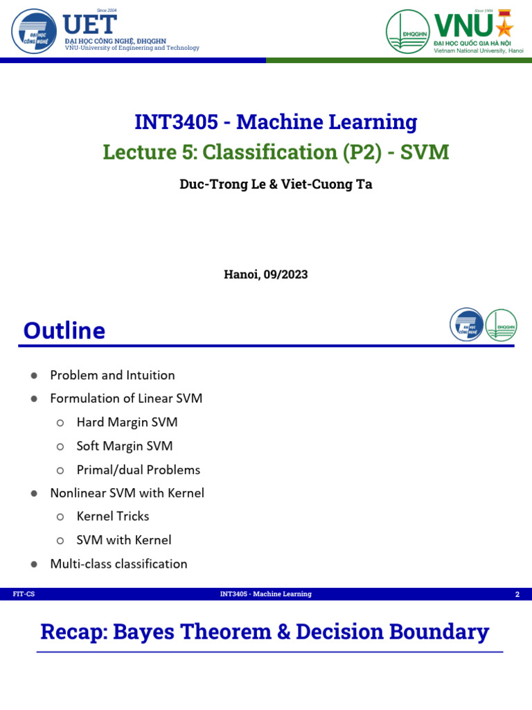 Lecture 5 Classification SVM | PDF | Support Vector Machine | Machine ...
