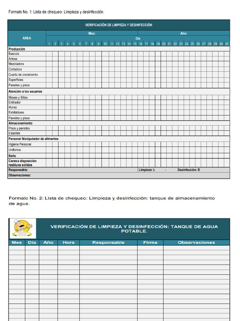 Formatos de Limpieza y Desinfeccion | PDF Formatos de Limpieza y Desinfeccion | PDF