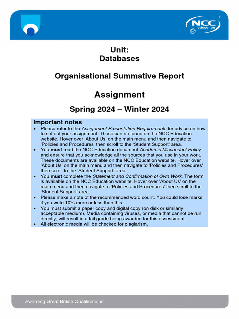 DBAS Assignment Spring 2024 - Winter 2024 (6750) | Download Free PDF | Databases | Table (Database)