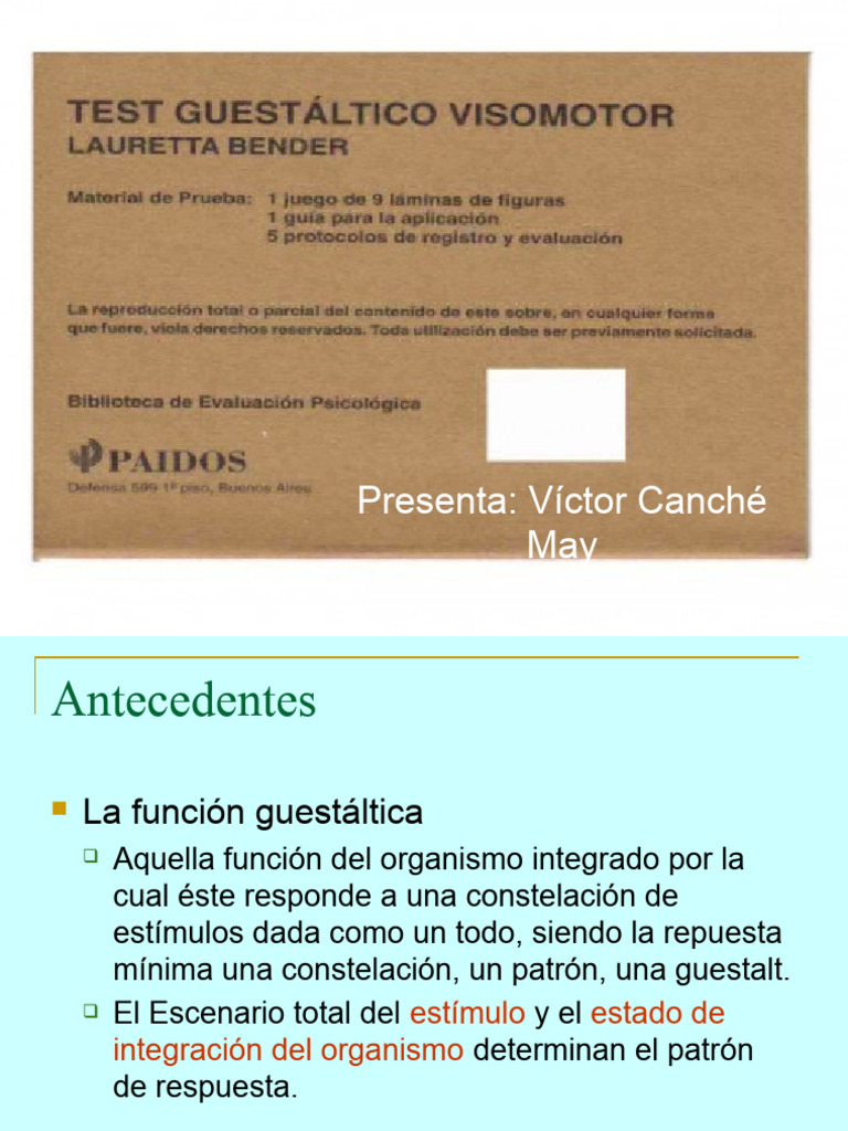 Test de Bender: Evaluación Visomotora Infantil | PDF | Trastorno mental ...