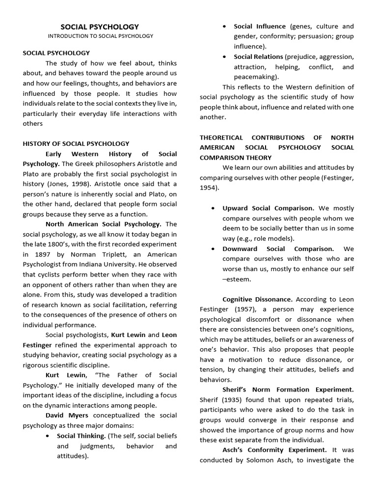 Introduction To Social Psychology 1 | PDF | Social Psychology | Self ...