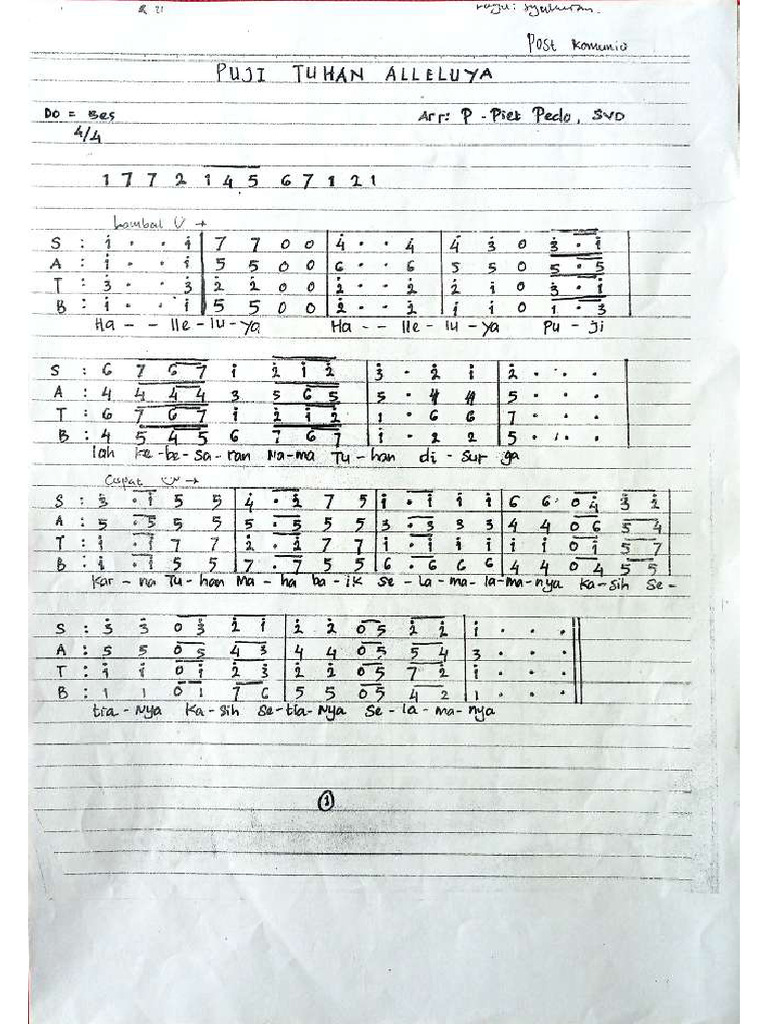 Komuni Puji Tuhan Alleluya | PDF