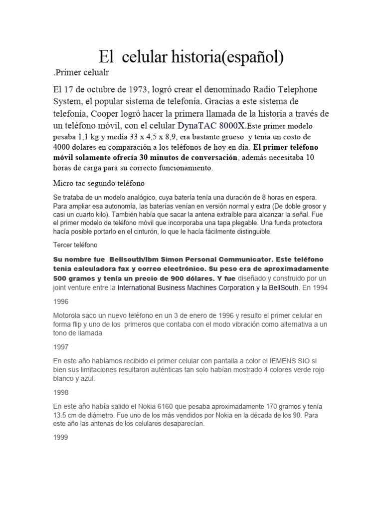 Evolución del Celular: Historia y Modelos | PDF | Smartphone ...