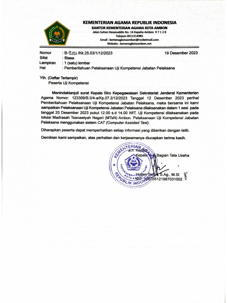 Pemberitahuan UKOM Japel 2023 | PDF