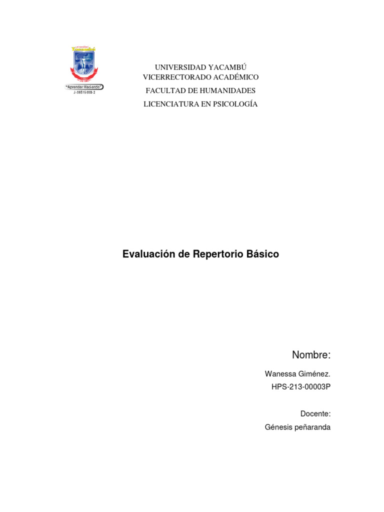 Evaluacion de Repertorios Wanessa | PDF Evaluacion de Repertorios Wanessa | PDF