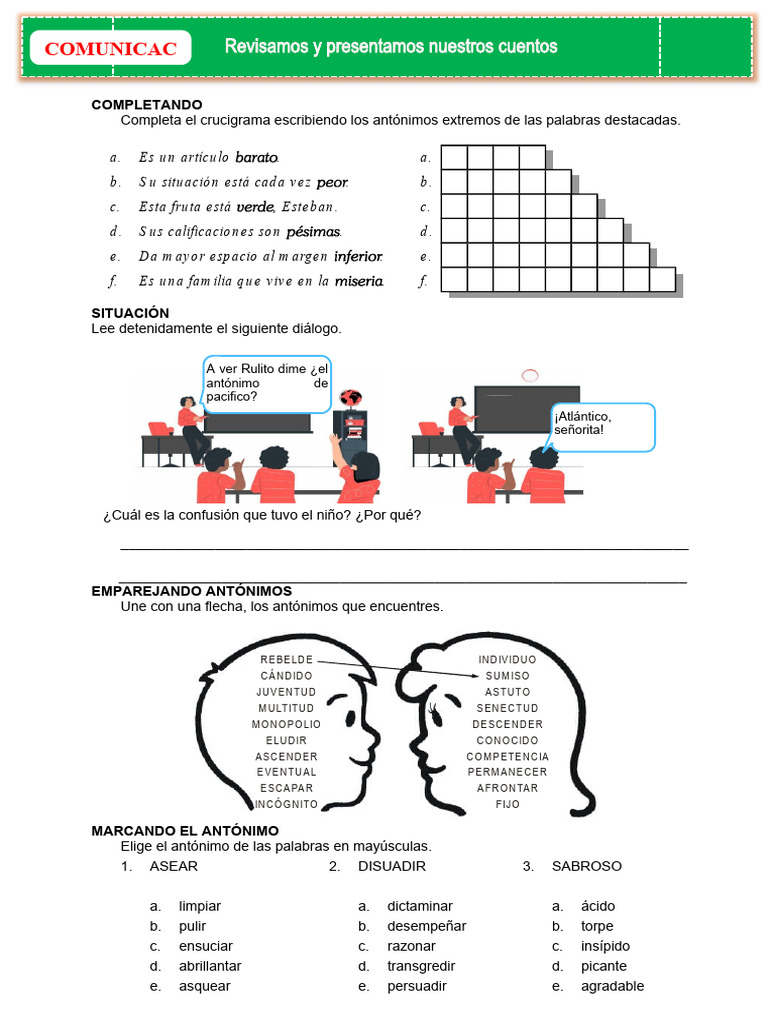 D4 A1 Ficha Com. Antonimos | PDF