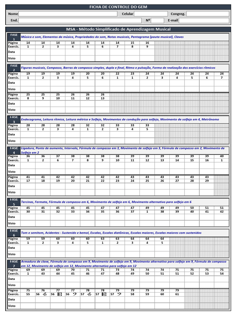 Ficha de Controle Do GEM 2024 | Download grátis PDF | Escala (música) | Poética