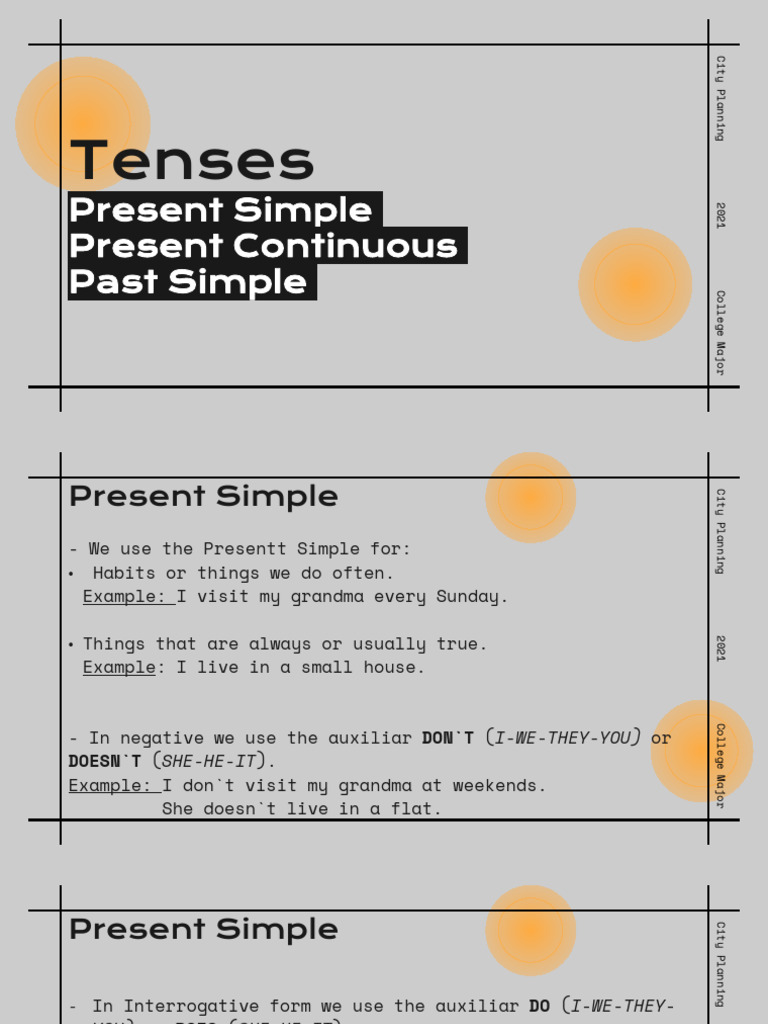 Tenses Present Simple Present Continuous Past Simple | PDF | Verb ...