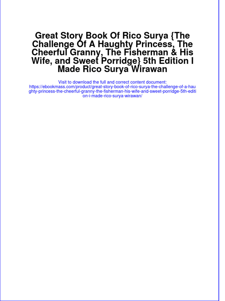 Great Story Book of Rico Surya The Challenge of A Haughty Princess The ...