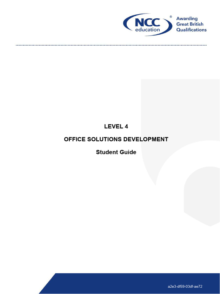 Office Solutions Development Student Guide V1.1 | PDF | Human–Computer Interaction | Microsoft Excel