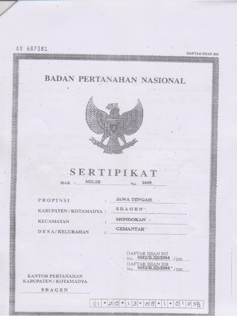 Sertifikat Tanah | PDF