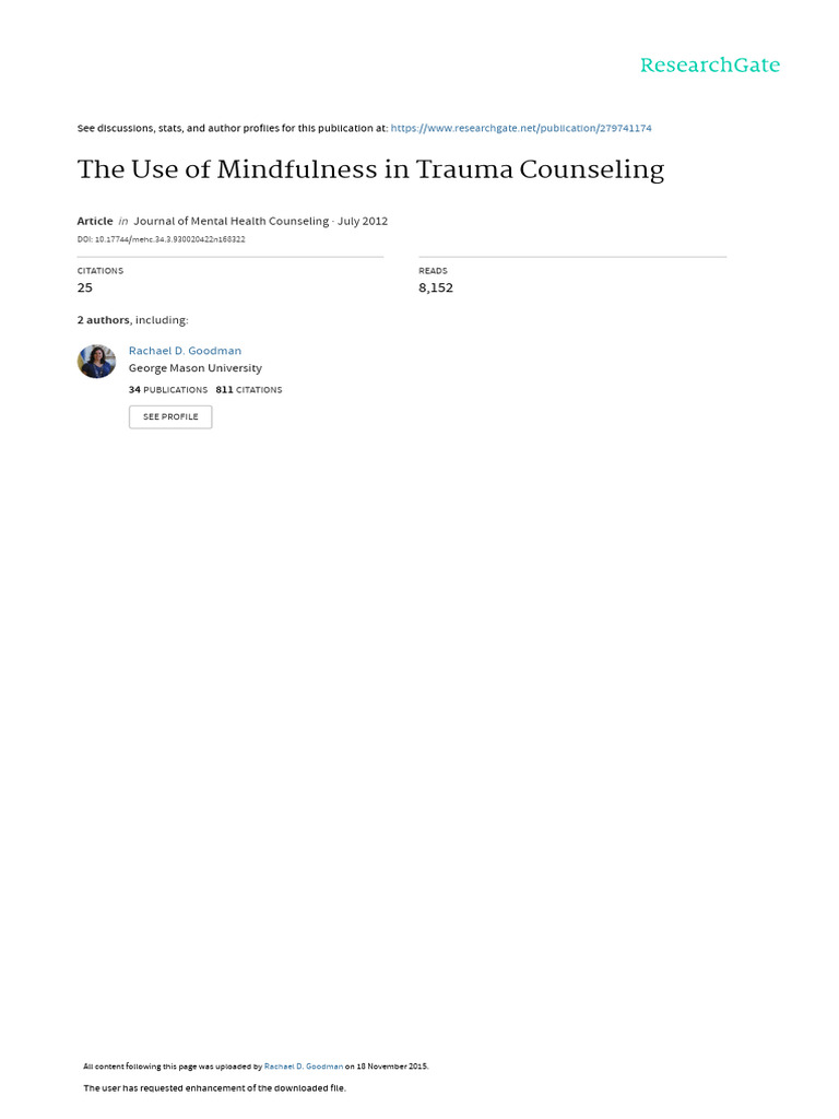 Mindfulness Techniques in Trauma Counseling | PDF | Mindfulness ...