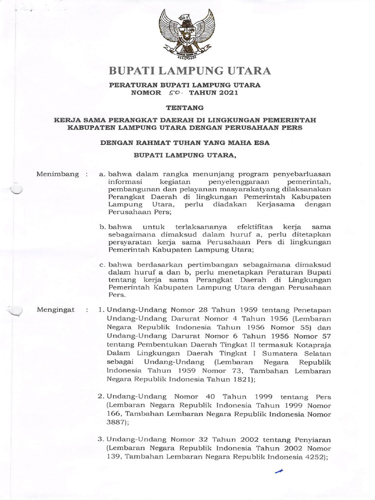 Perbup Nomor 51 Tahun 2021 | PDF