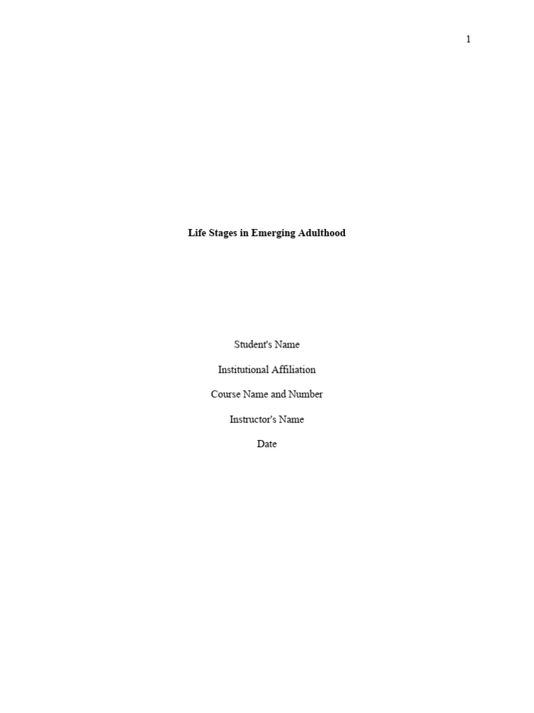 Life Stages in Emerging Adulthood | PDF | Self | Goal