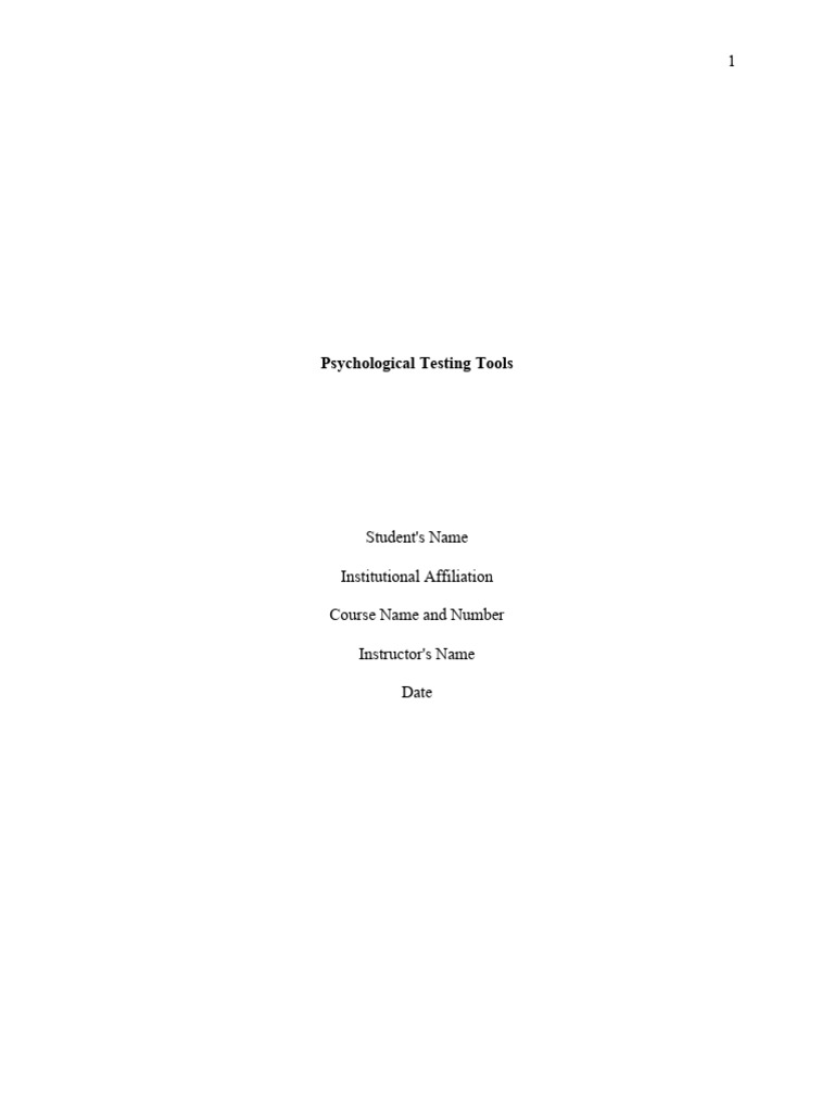 Psychological Testing Tools | PDF | Psychotherapy | Psychology