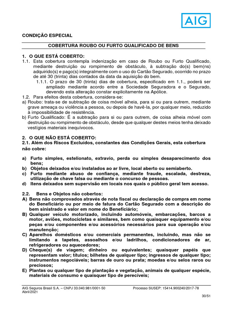 CG e CP - Seguro ProteÃ Ã o CartÃ o e Compras 01 | PDF | Roubo
