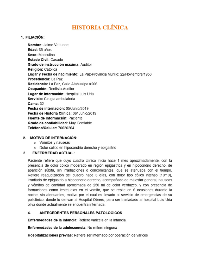 Historia Clínica 32 | PDF | Especialidades Medicas | Medicina CLINICA