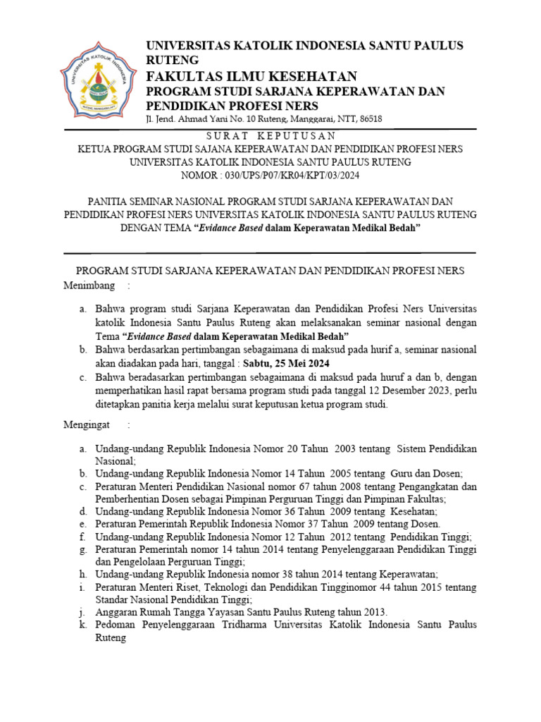 SK Panitia Seminar Nasional | PDF