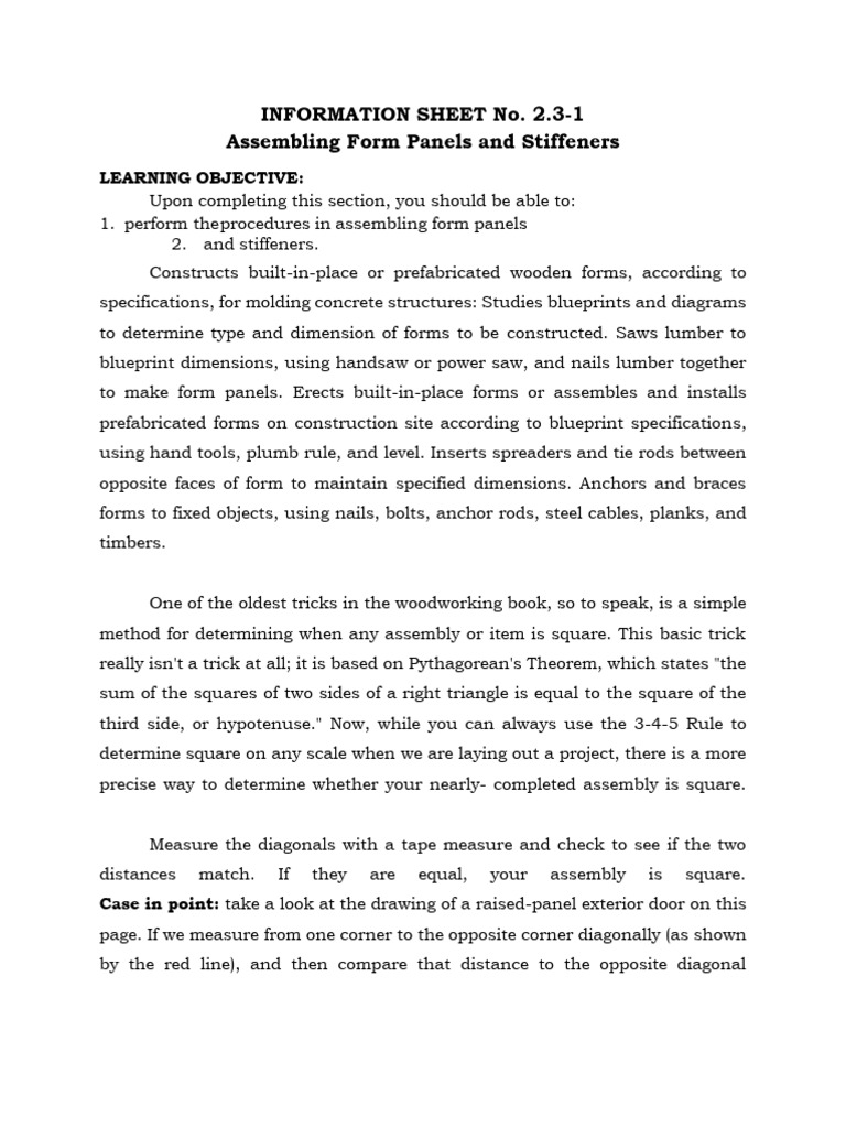 INFORMATION SHEET No. 2.3-1 | PDF | Elementary Geometry | Geometry