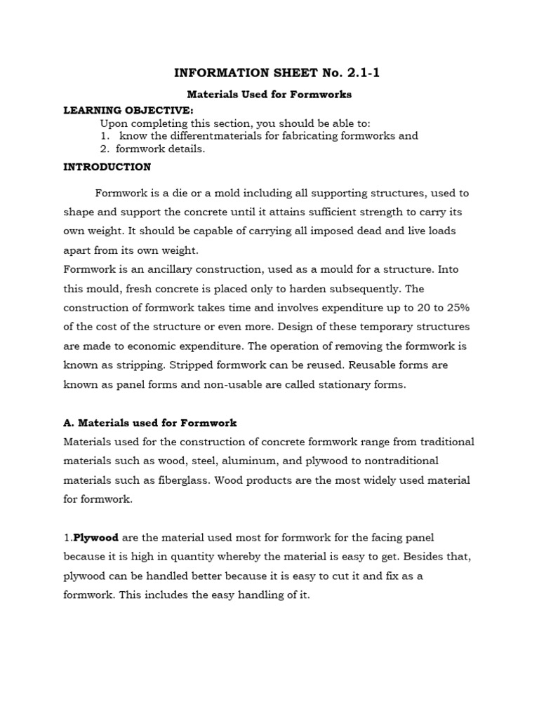 Information Sheet No 2.1-1 | PDF | Building | Building Engineering