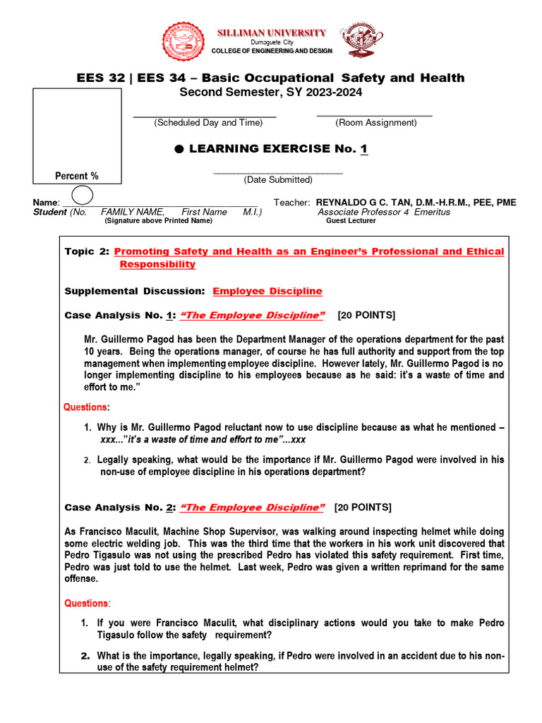 Le 1 Employee Discipline Cases 1 & 2) Q New | PDF