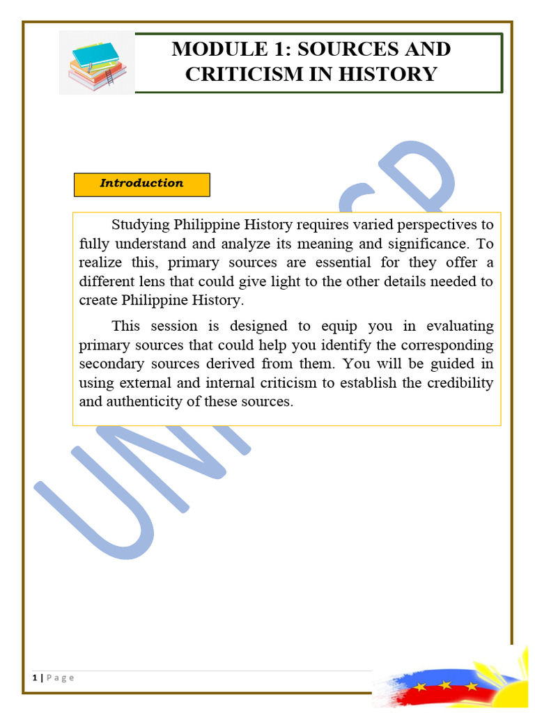 WORD MODULE 1 Readings in Philippine History Original | PDF | Primary ...