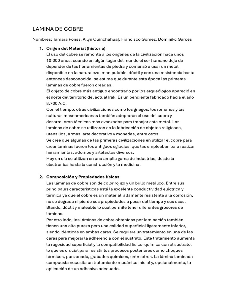 Lamina de Cobre | PDF | Cobre | Rieles