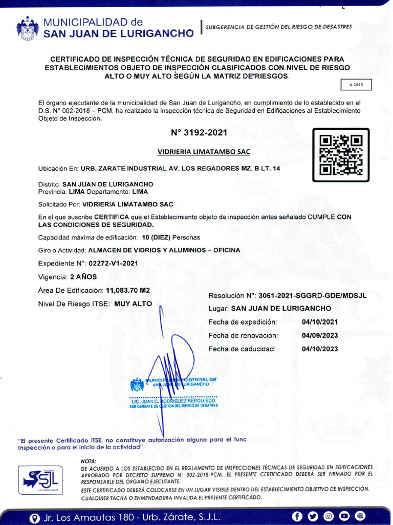 Certificado Itse | PDF