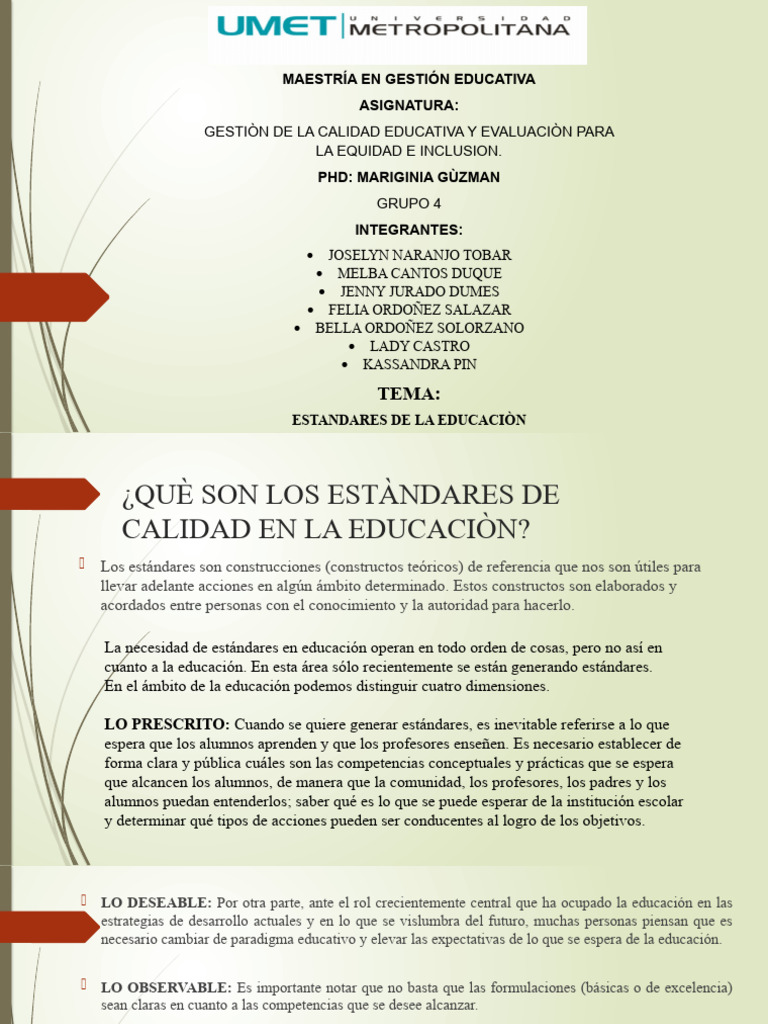 Estandares de La Educacion | PDF