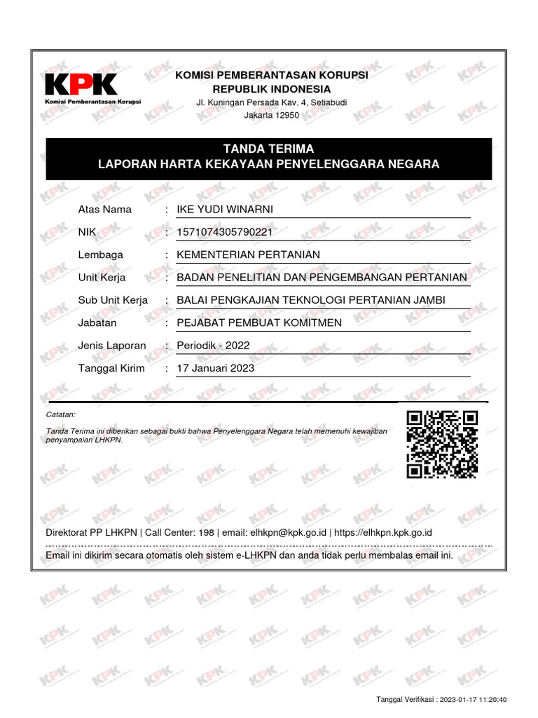 Bukti Lapor LHKASN 2023 | PDF