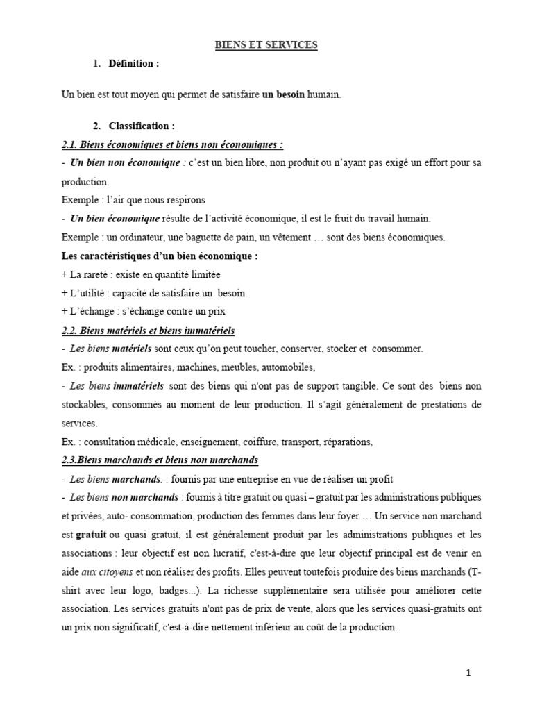 Biens et Services : Définitions et Exemples | PDF | Économie