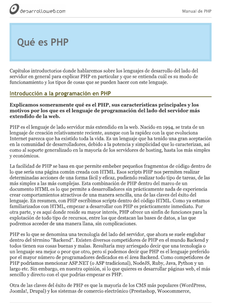 INTRODUCCION PHP | PDF INTRODUCCION PHP | PDF