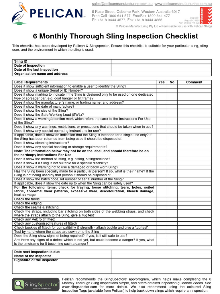 6-Monthly-Thorough-Sling-Inspection-Checklist | PDF