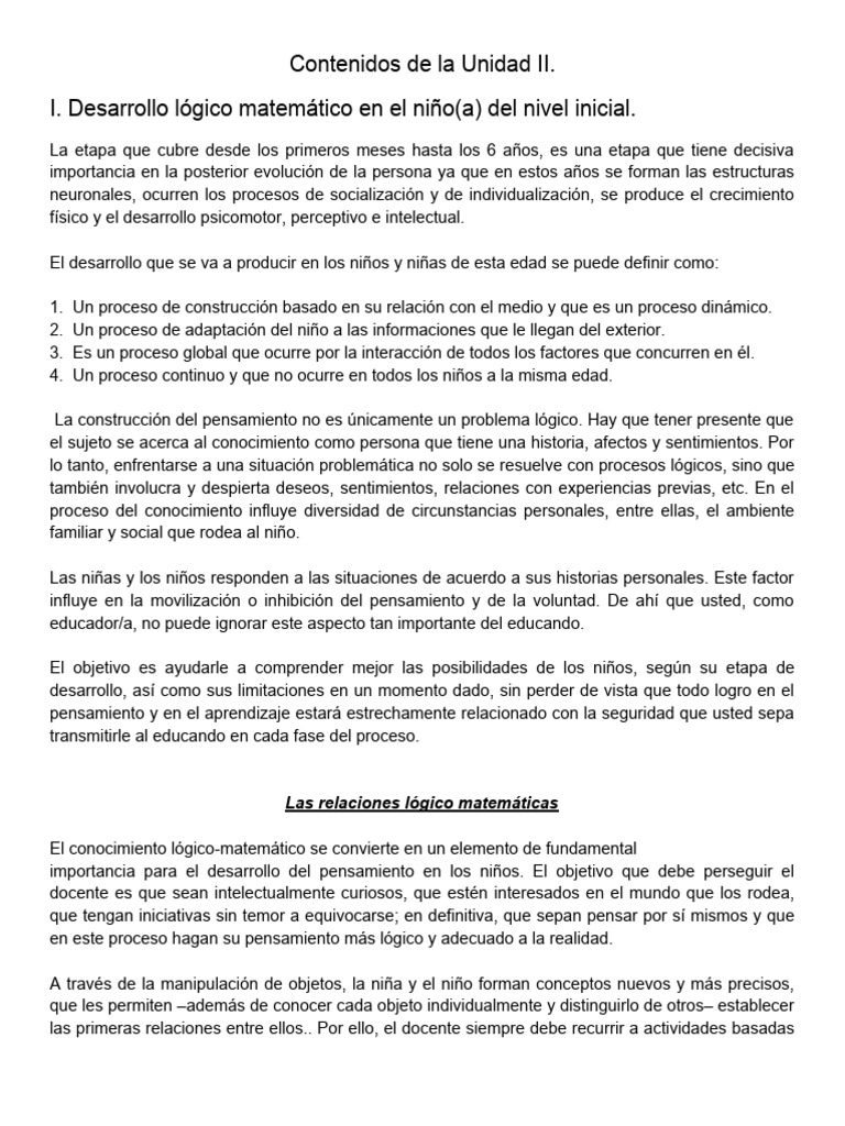 Contenidos de La Unidad II. | PDF | Pensamiento | Aprendizaje