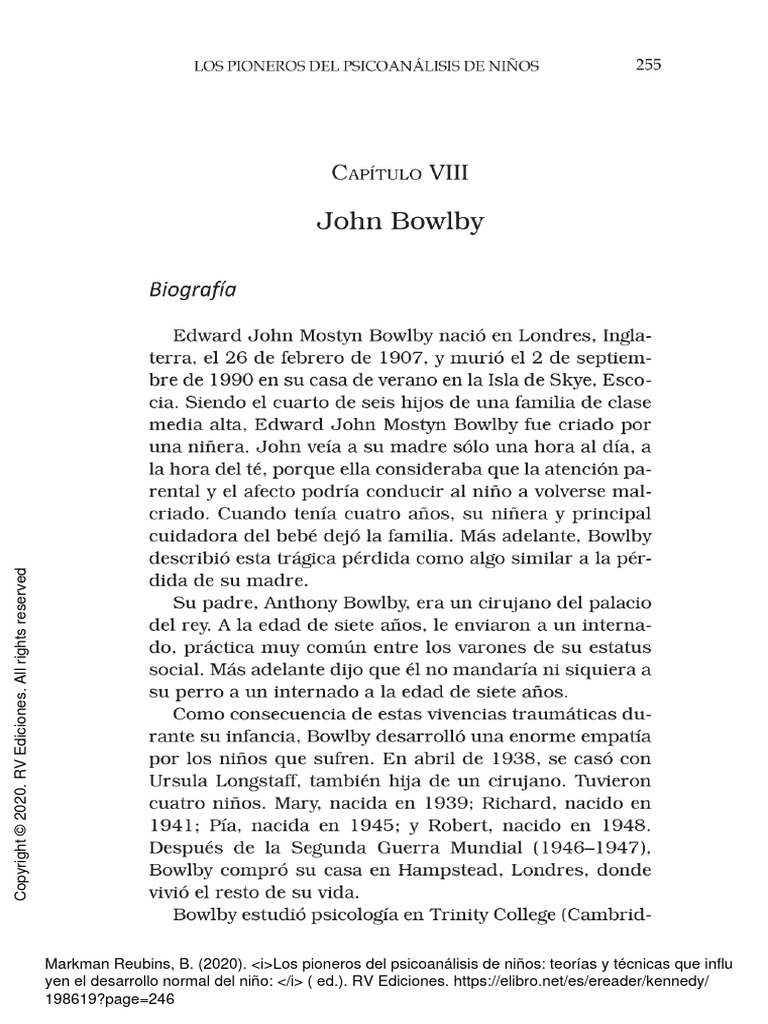 Markman Reubins, B. (2020) - Capítulo 8 John Bowlby | PDF ...