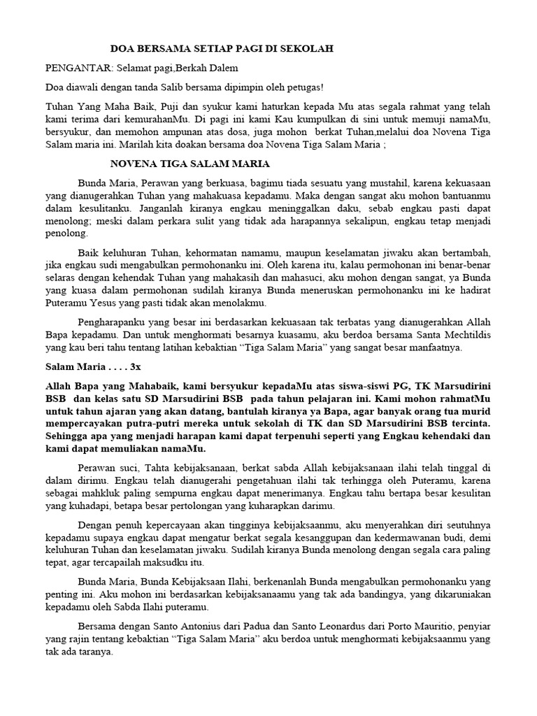 Doa Novena Tiga Salam Maria Pagi | PDF